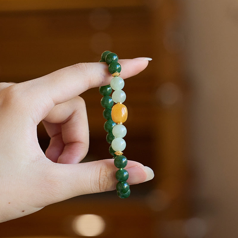 Real Hetian Jasper & Amber Feng Shui Wealth Bracelet – the qi flow