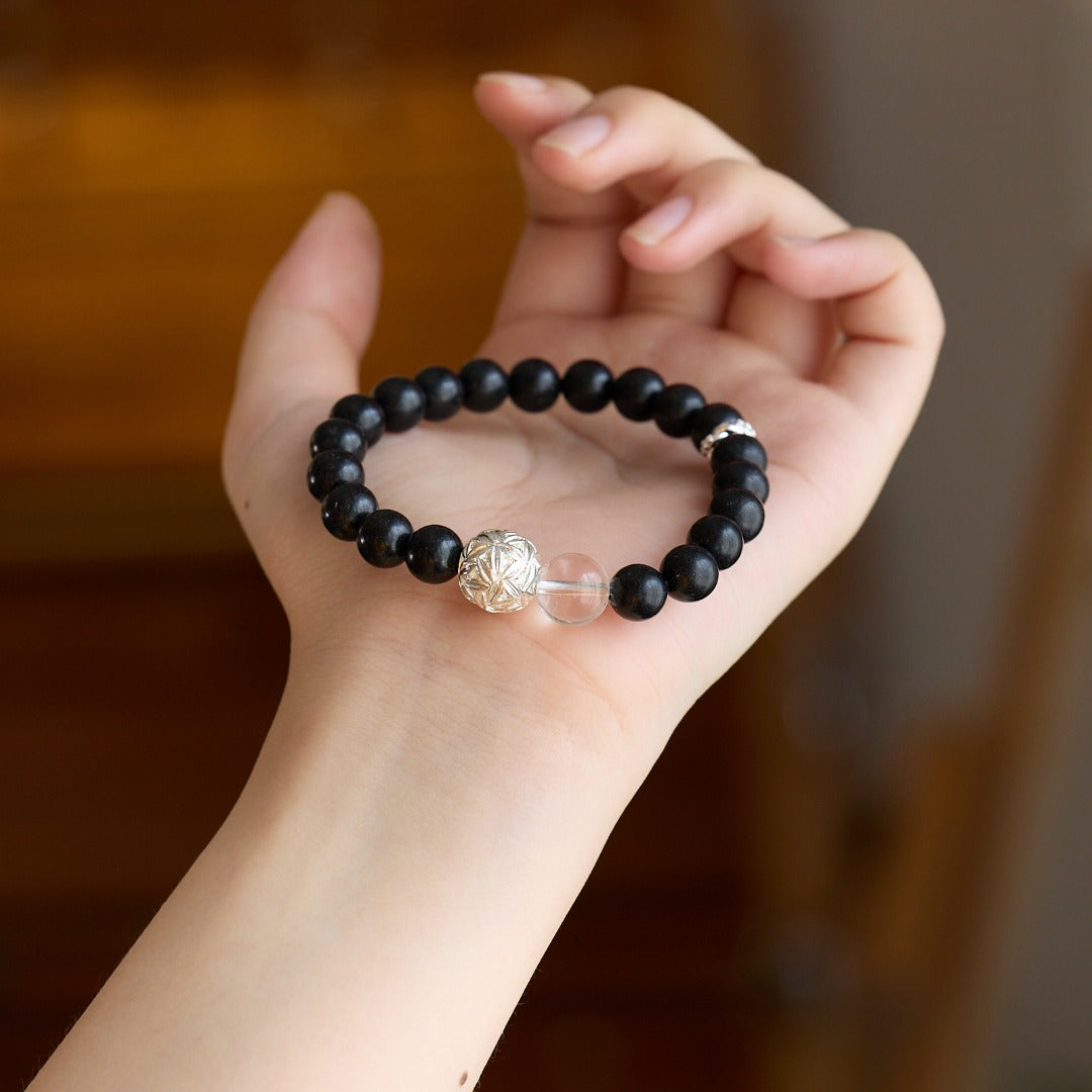 Zen Black Dragon Amber & Silver Bamboo Feng Shui Bracelet - Career Luck ...